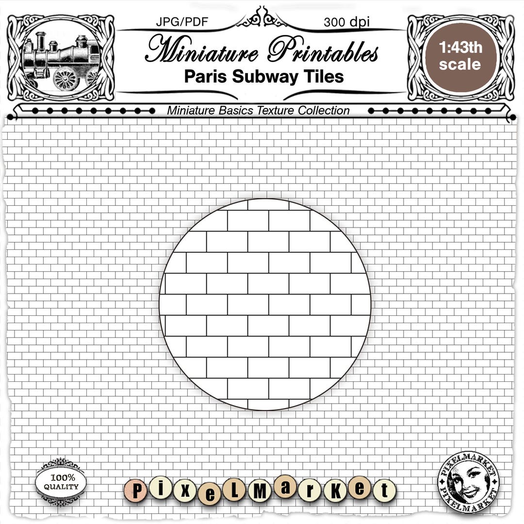 1/43th Scale Subway Tiles Miniature Paris Metro Tiles Wallpaper White ...