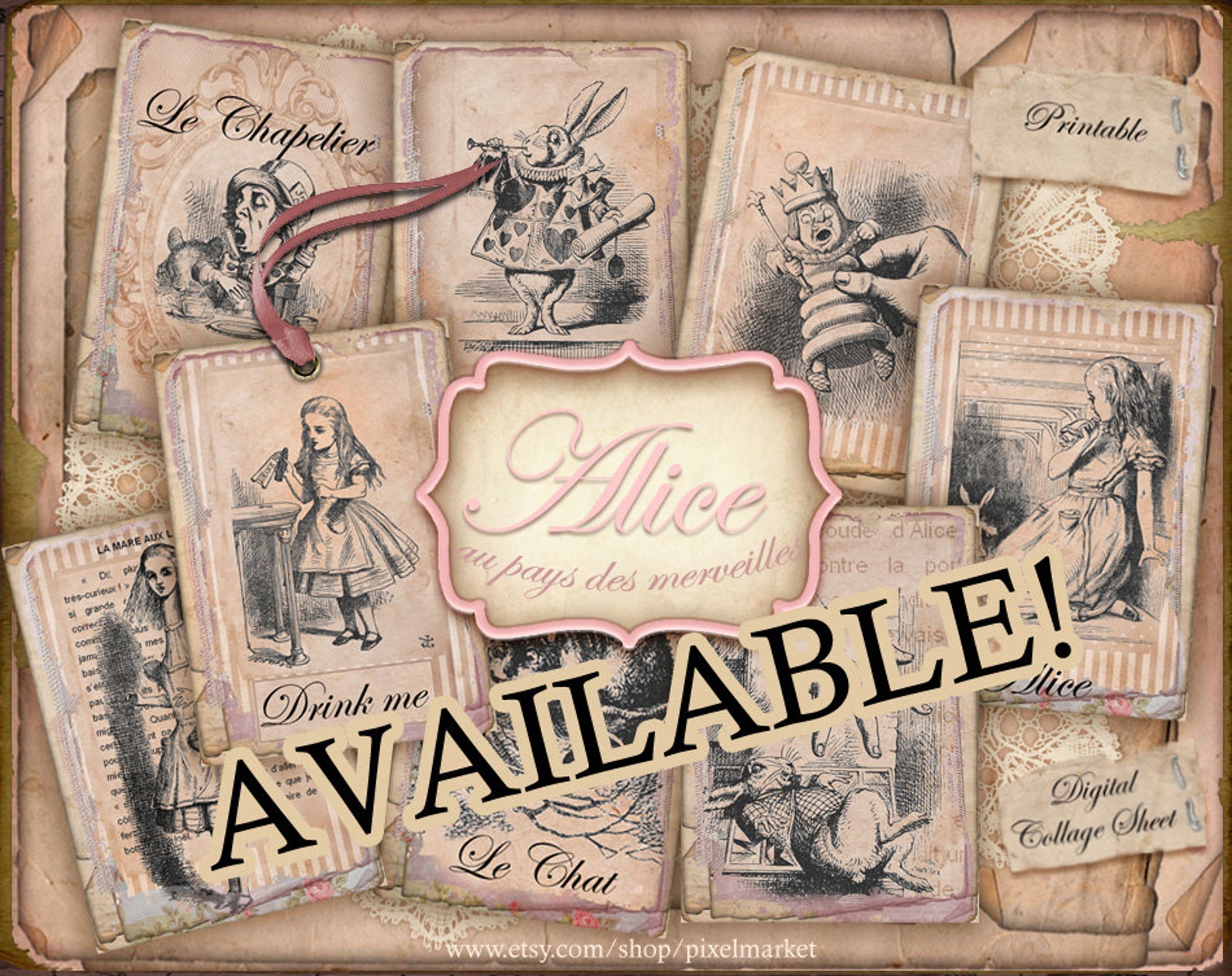 Drink Me Eat Me TAGS ALICE in WONDERLAND Gift Tags Digital | Etsy