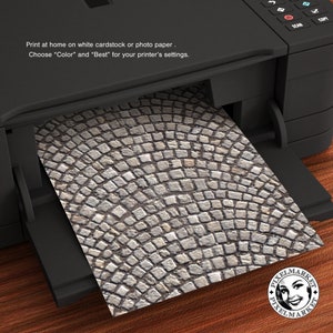 Curved COBBLESTONE Floor Tiles Printable Miniature Flooring Parisian ...