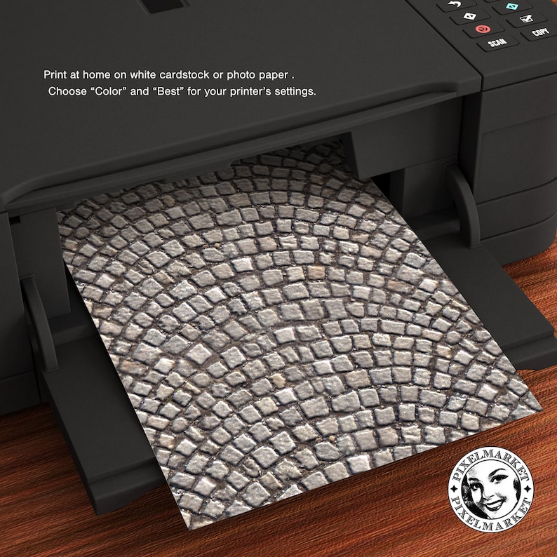 Curved COBBLESTONE Floor Tiles Printable Miniature Flooring - Etsy