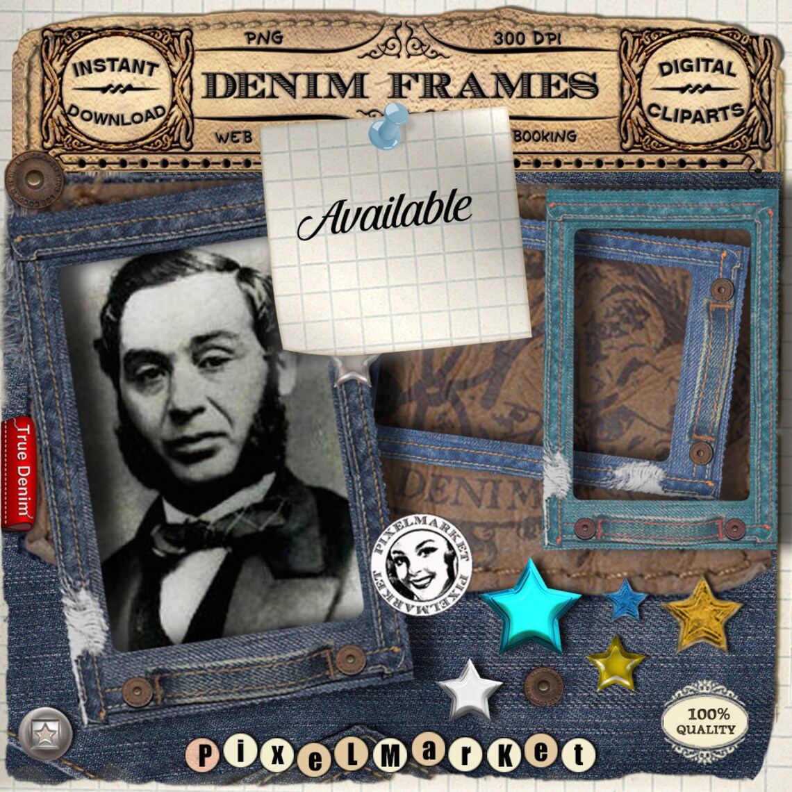 DENIM Frame Cliparts Transparent Background Printable Download for ...