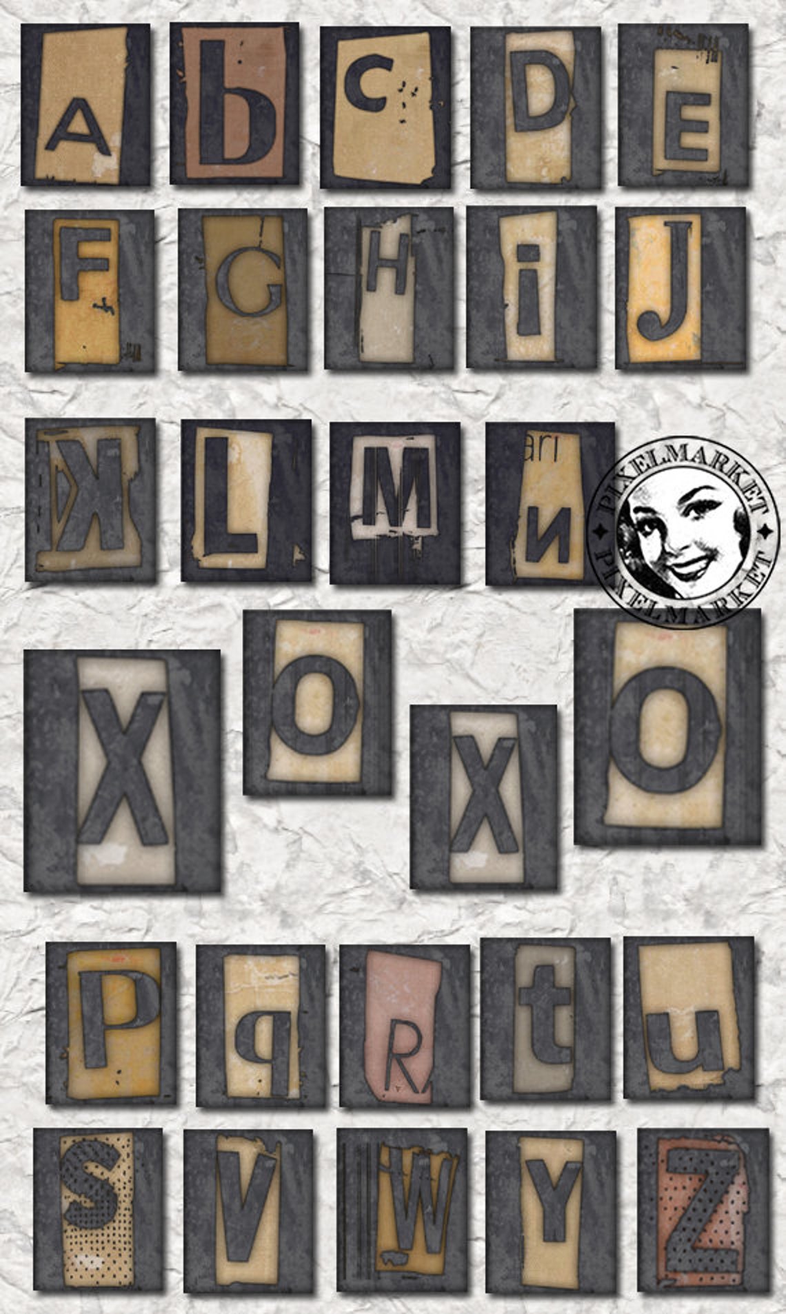 Industrial WALL LETTERS Printable Alphabet Wall Hanging Frame | Etsy