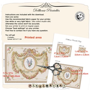 Dollhouse Miniature Aubusson RUG Printable Carpet Digital Template to ...