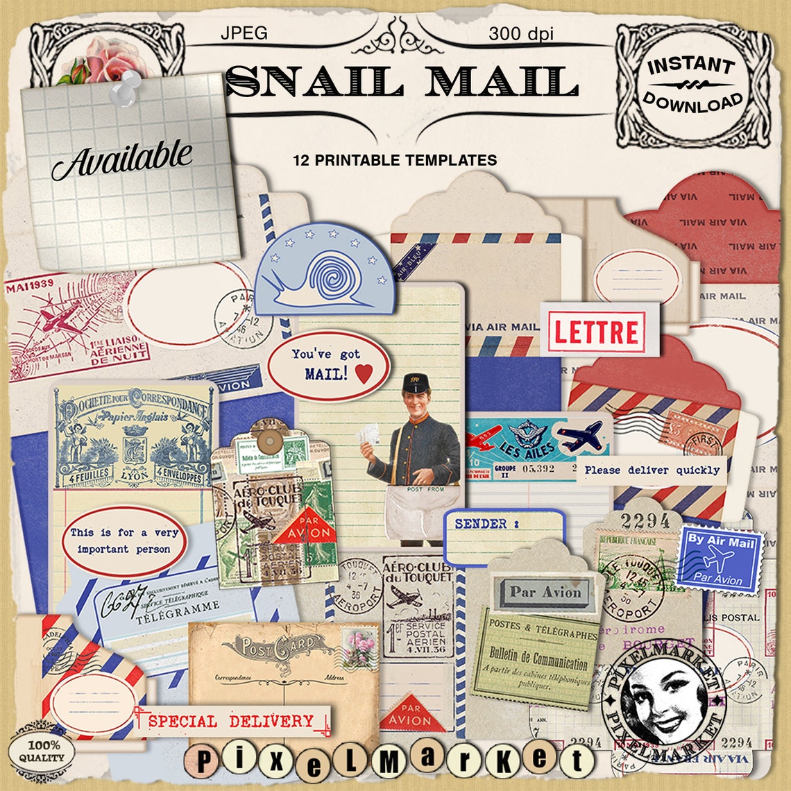 Printable Journaling CARDS & ENVELOPE Template DIY Stationery | Etsy