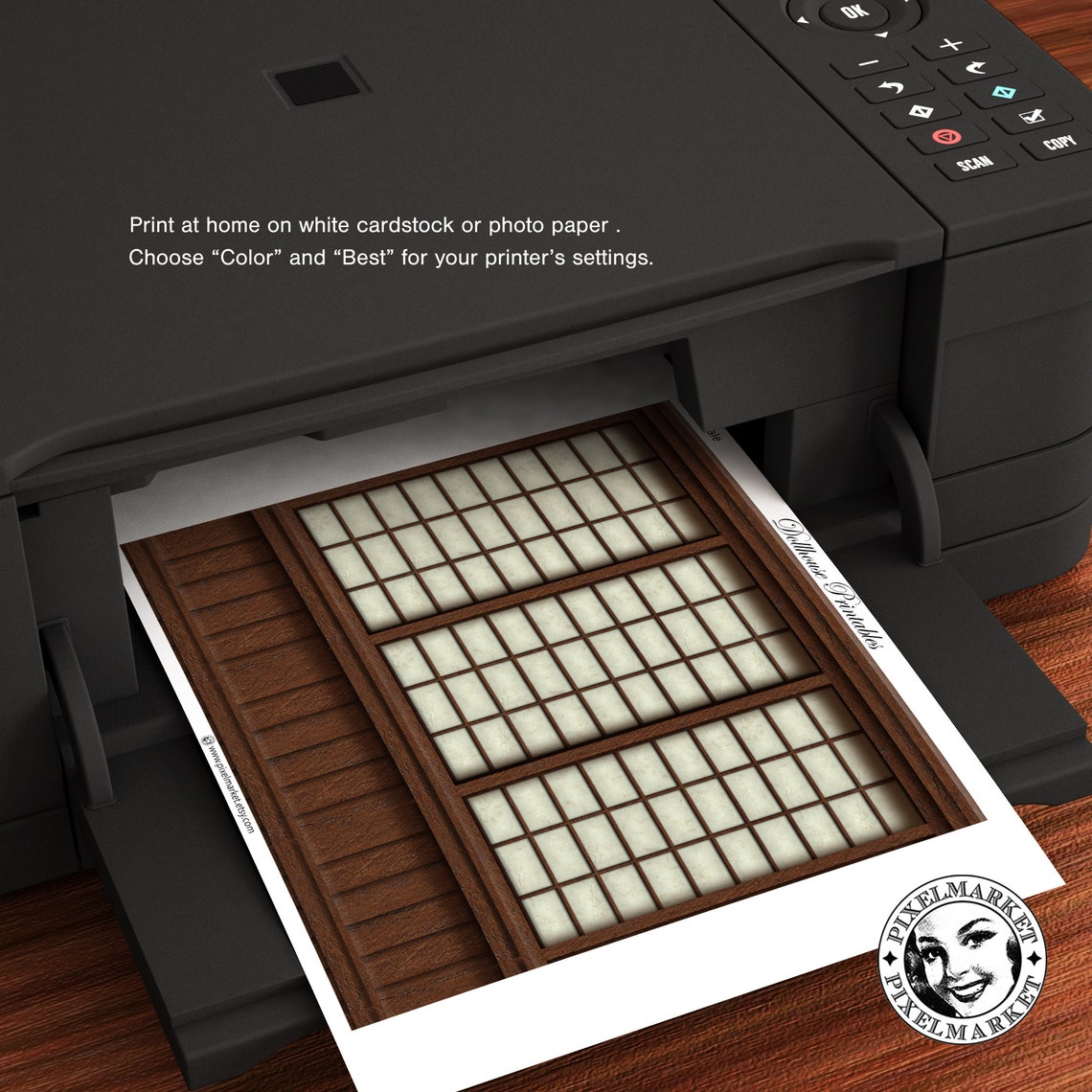 Miniature SHOJI SCREEN WALLPAPERS Printable Japanese Paper Screen Panel ...