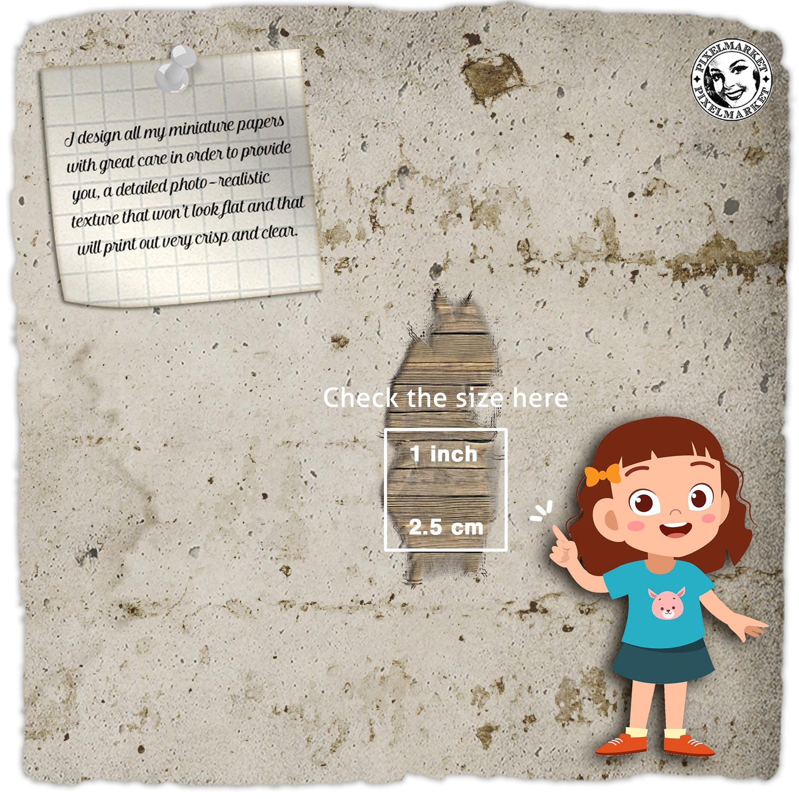 DOLLHOUSE Printable Distressed Ceiling Wallpaper Download for 1/12 ...