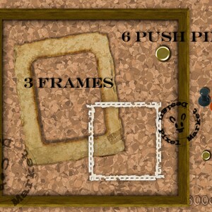 Cork Pin Board Clip Art Kit Including Cork Texture Digital Frame Note ...