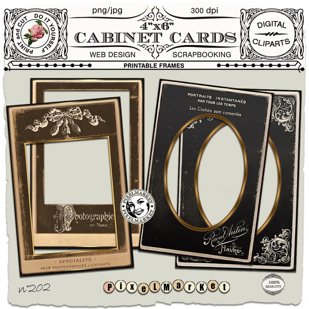 6x4 Picture Frame Cliparts French CABINET CARDS Vintage Paper Frames ...