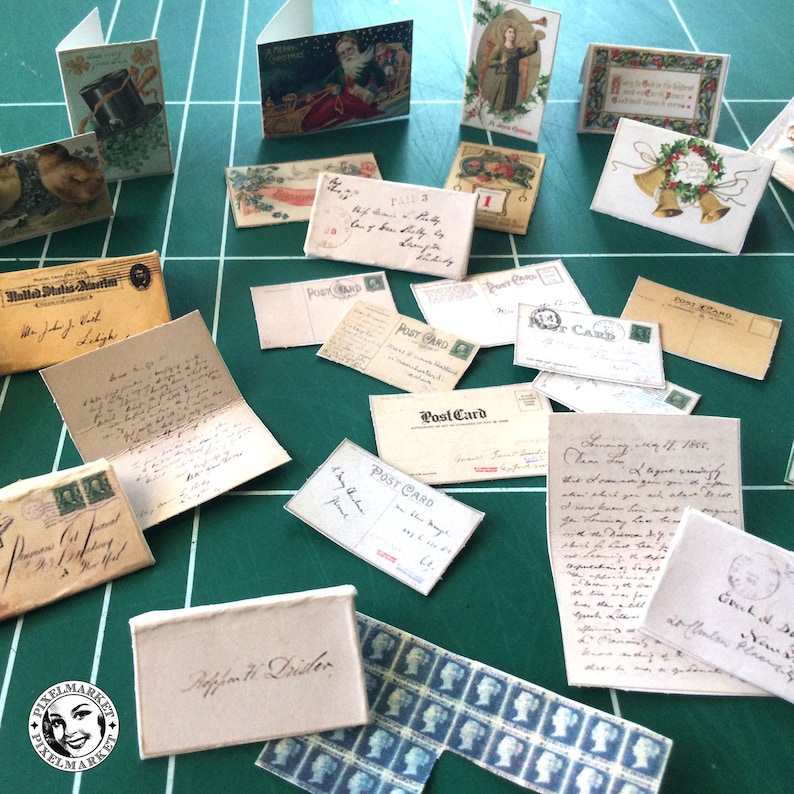Dollhouse Vintage MAIL Printable Miniature Letters Envelopes & - Etsy