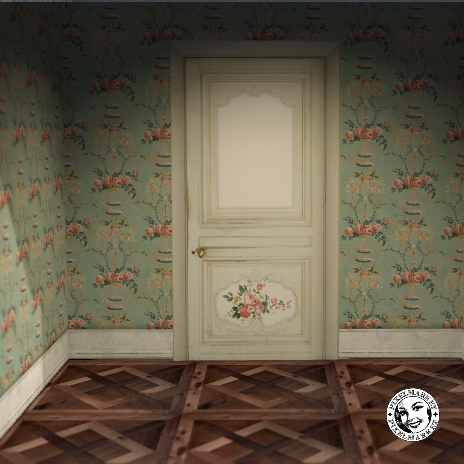 French Dollhouse Printable ROCOCO WALLPAPERS SET Antique Green - Etsy