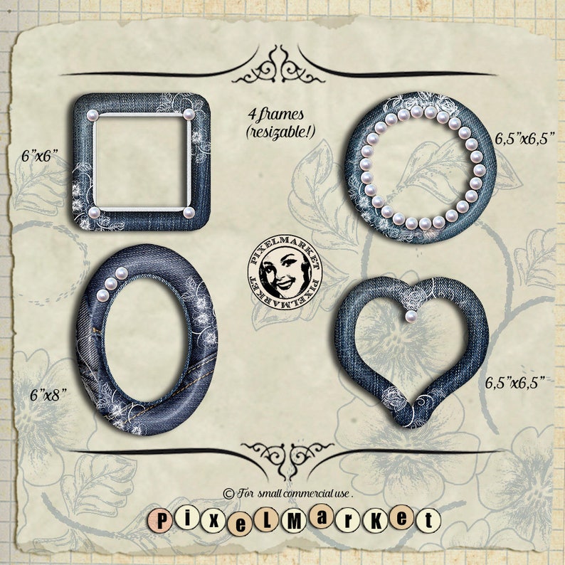 DENIM Frame Cliparts Transparent Background Printable Download for ...