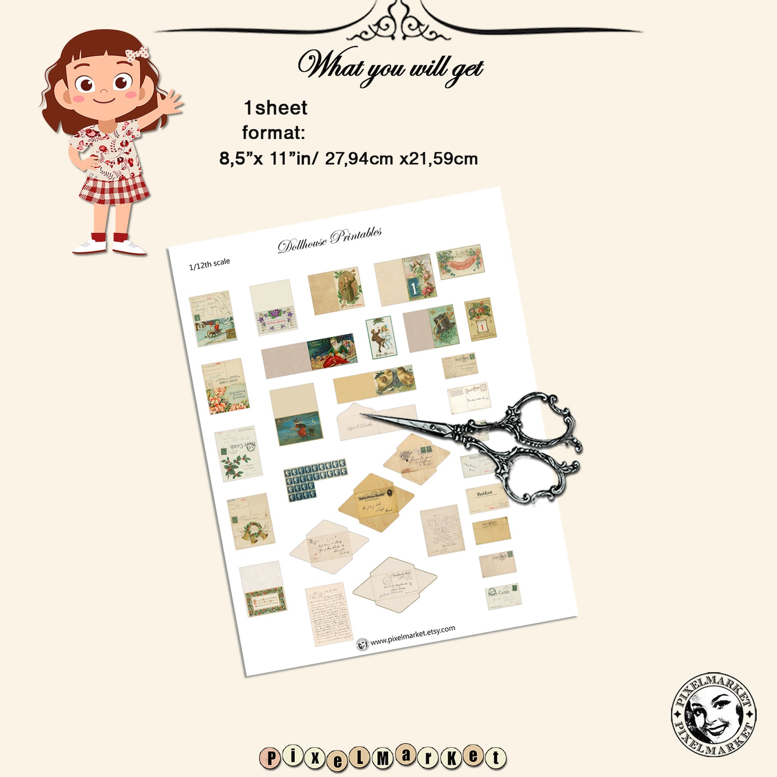 Dollhouse Vintage MAIL Printable Miniature Letters Envelopes & - Etsy