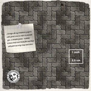 Dollhouse Printable Sidewalk Pavers Flooring Miniature Paving Wallpaper ...