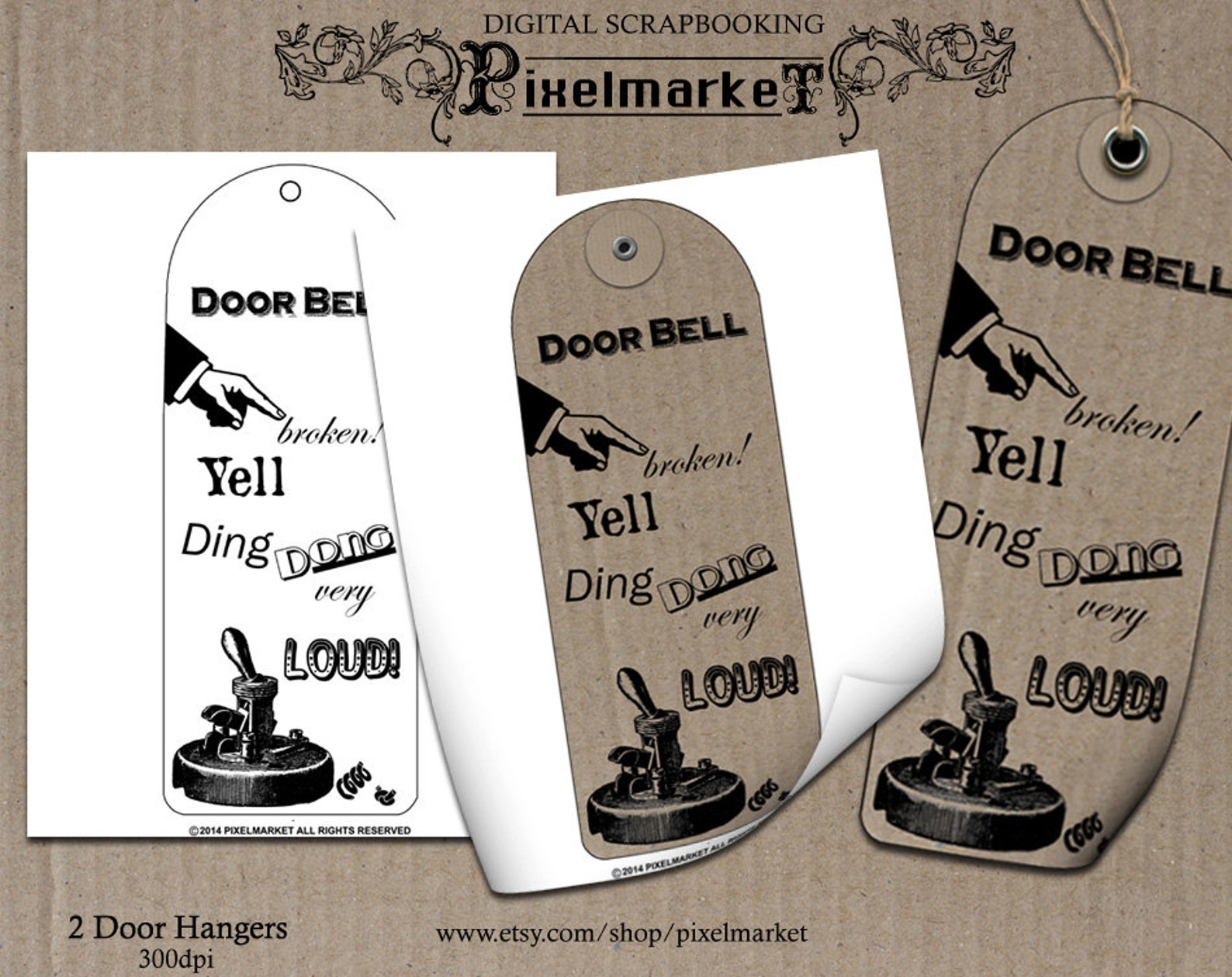Printable DOOR SIGN Vintage Door Hanger Diy Paper Crafts Digital ...