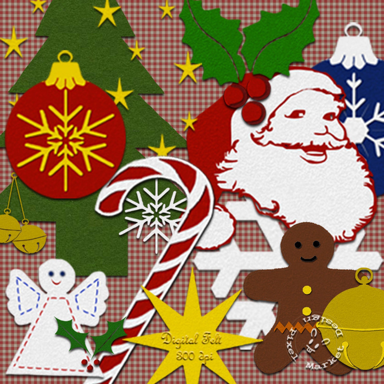 Digital FELT CLIPARTS Printable Rustic Scandinavian Style | Etsy