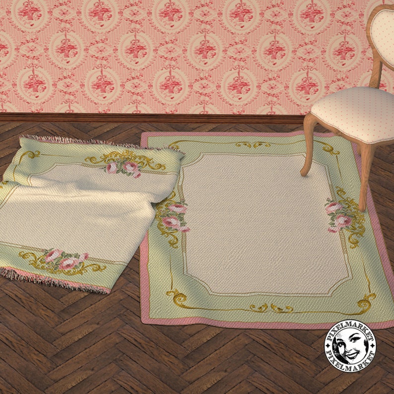 Dollhouse Miniature Aubusson RUG Printable Carpet Digital - Etsy