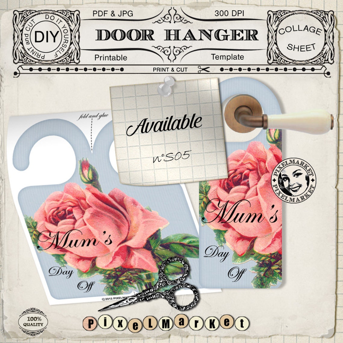 Printable DOOR HANGER Template Boy Door Sign Digital - Etsy