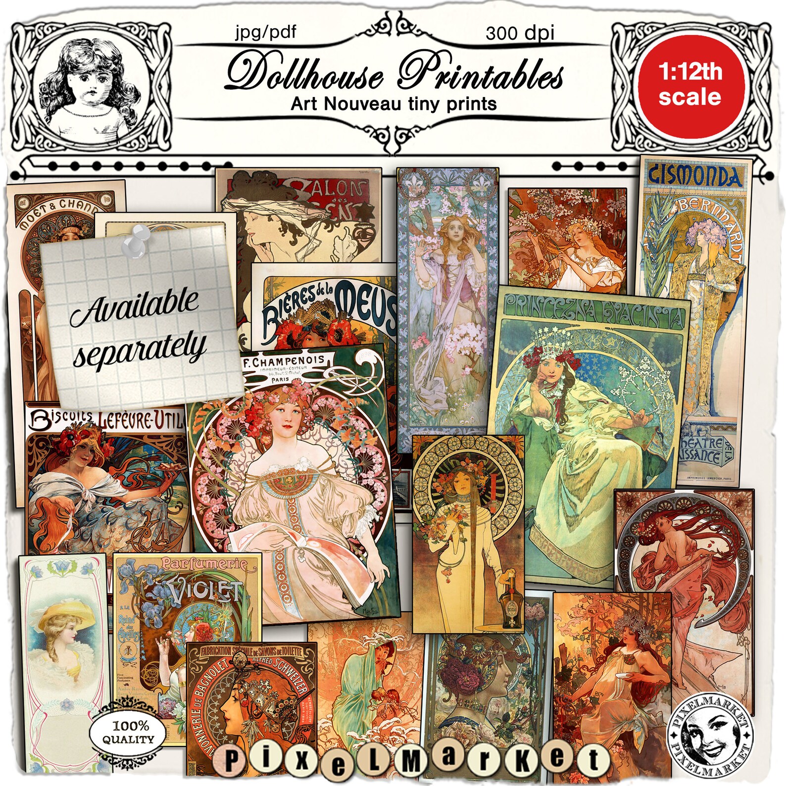 Arts & Crafts Miniature MAGAZINE COVERS TEMPLATE Printable 1/12th Art ...