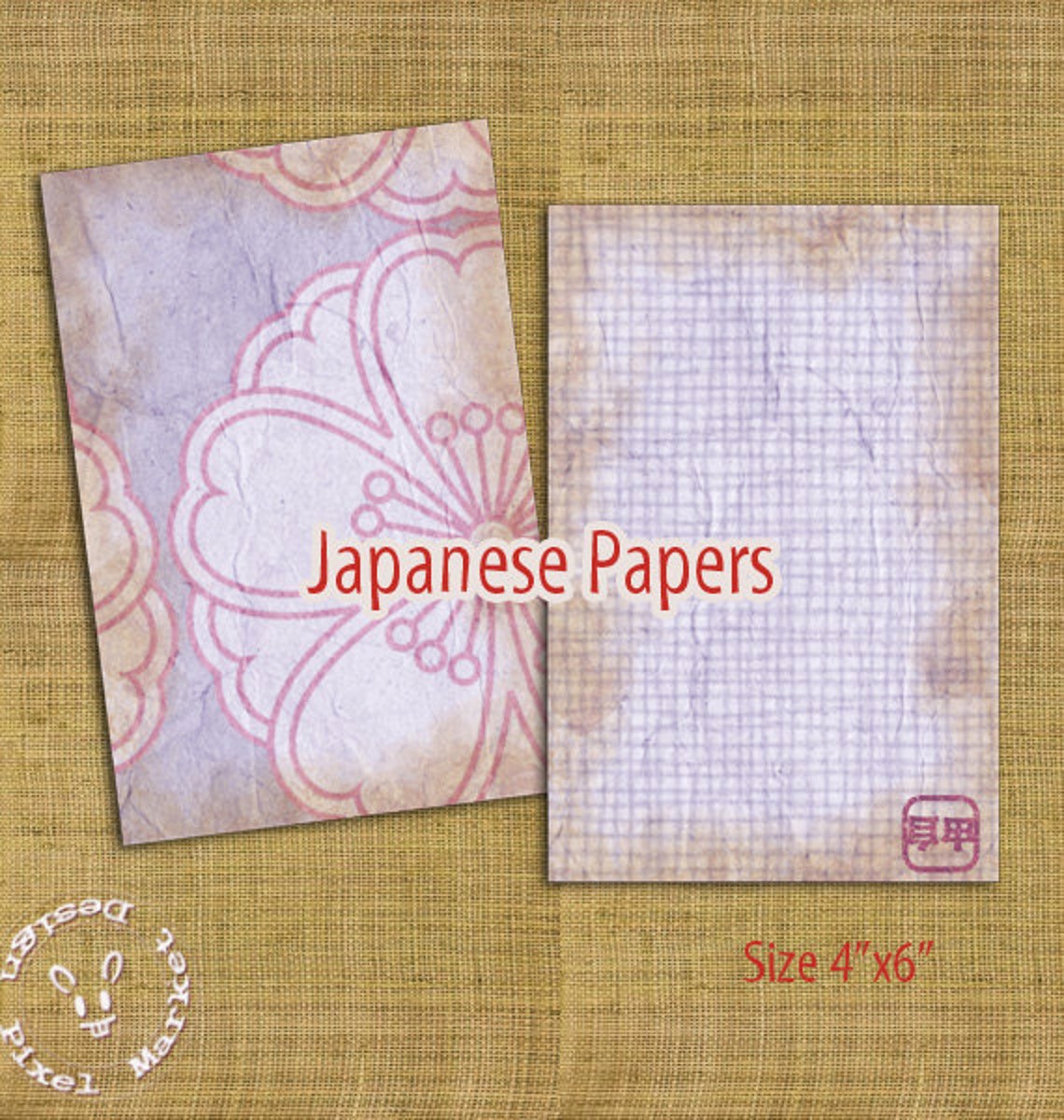 Printable JOURNAL PAGES 6x4 Japanese Papers Set Digital Collage Sheet ...