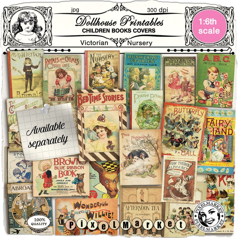 Victorian NURSERY BOOKS COVERS Printable Template 1/12 - Etsy