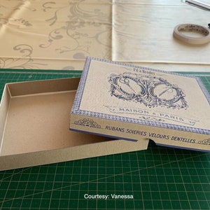 Printable SEWING BOX TEMPLATE Vintage Storage Box W/ Ribbon Holders ...