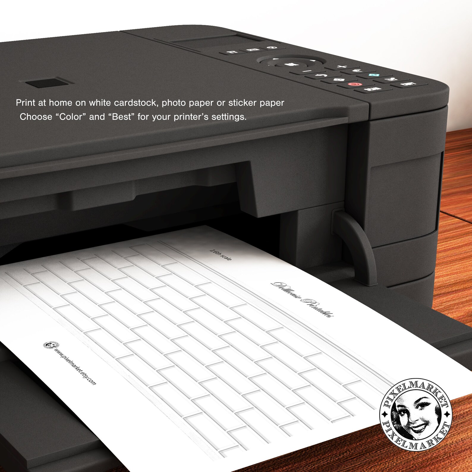 DOLLHOUSE Printable Playscale B&W Floral WALLPAPER W/ Ceramic - Etsy