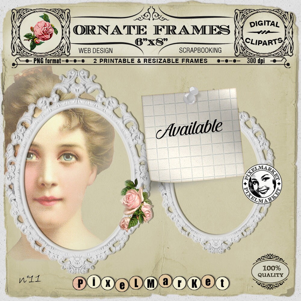 Gold FRAME CLIPART Picture Frame Printable Ornate Photo Frame - Etsy