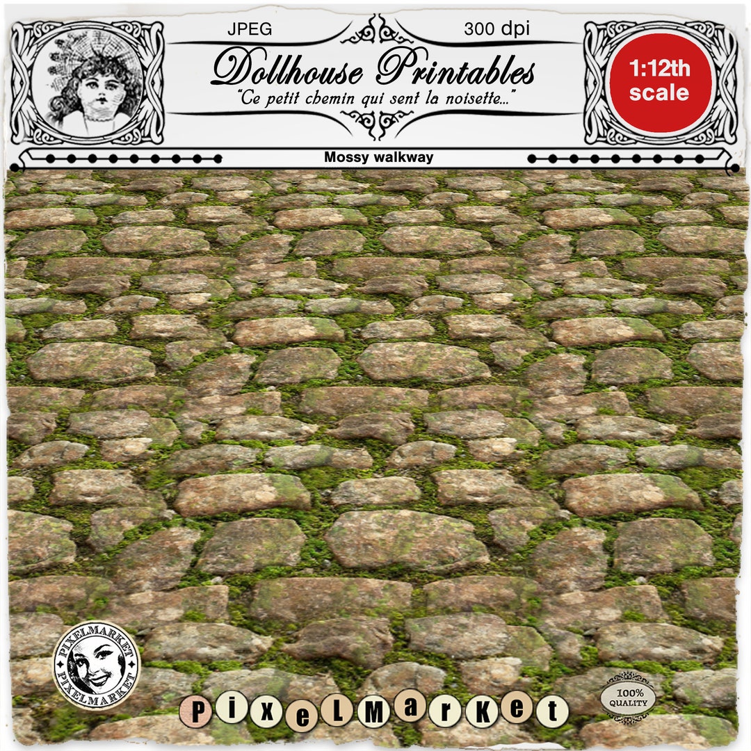 Fairy Garden Diorama Flooring Printable Mossy Stone Floor Stone Walkway ...