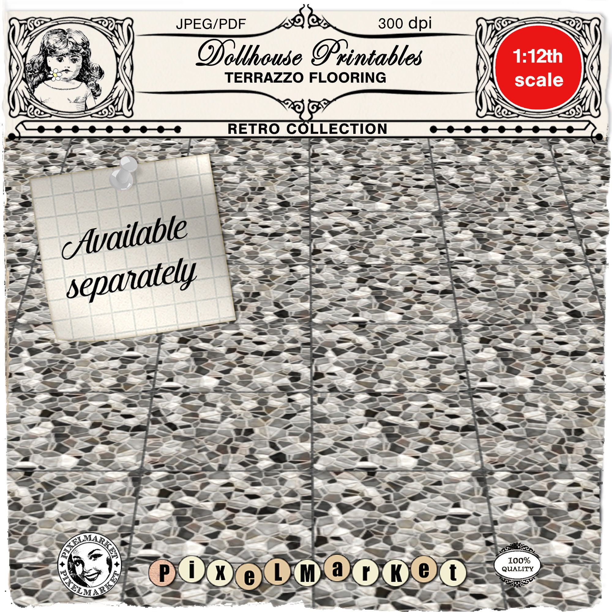 Miniature TERRAZZO TILES Printable Flooring Wallpaper Use for - Etsy