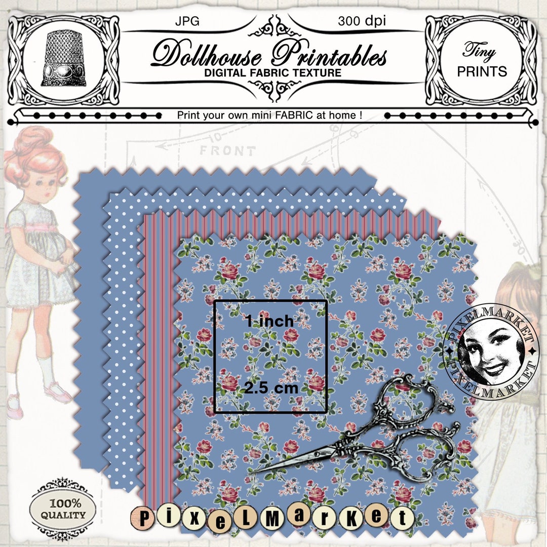 Dollhouse PRINTABLE FABRICS Miniature Fabric Texture Digital Download ...