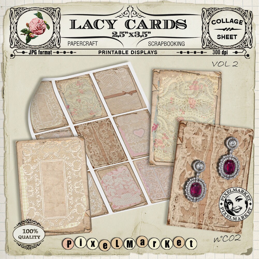 French Vintage Lace JEWELRY DISPLAY CARDS Atc Aceo 25x35 | Etsy