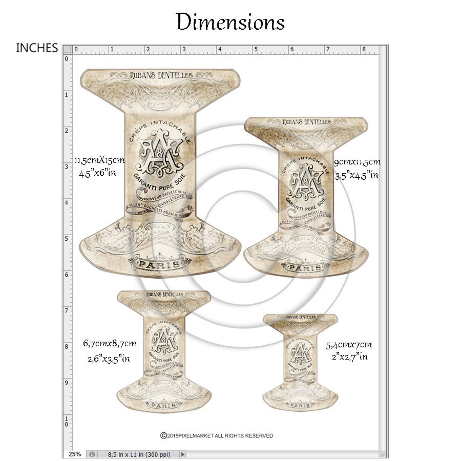 LACE HOLDERS Printable Template French Vintage KEEPERS for Ribbon ...