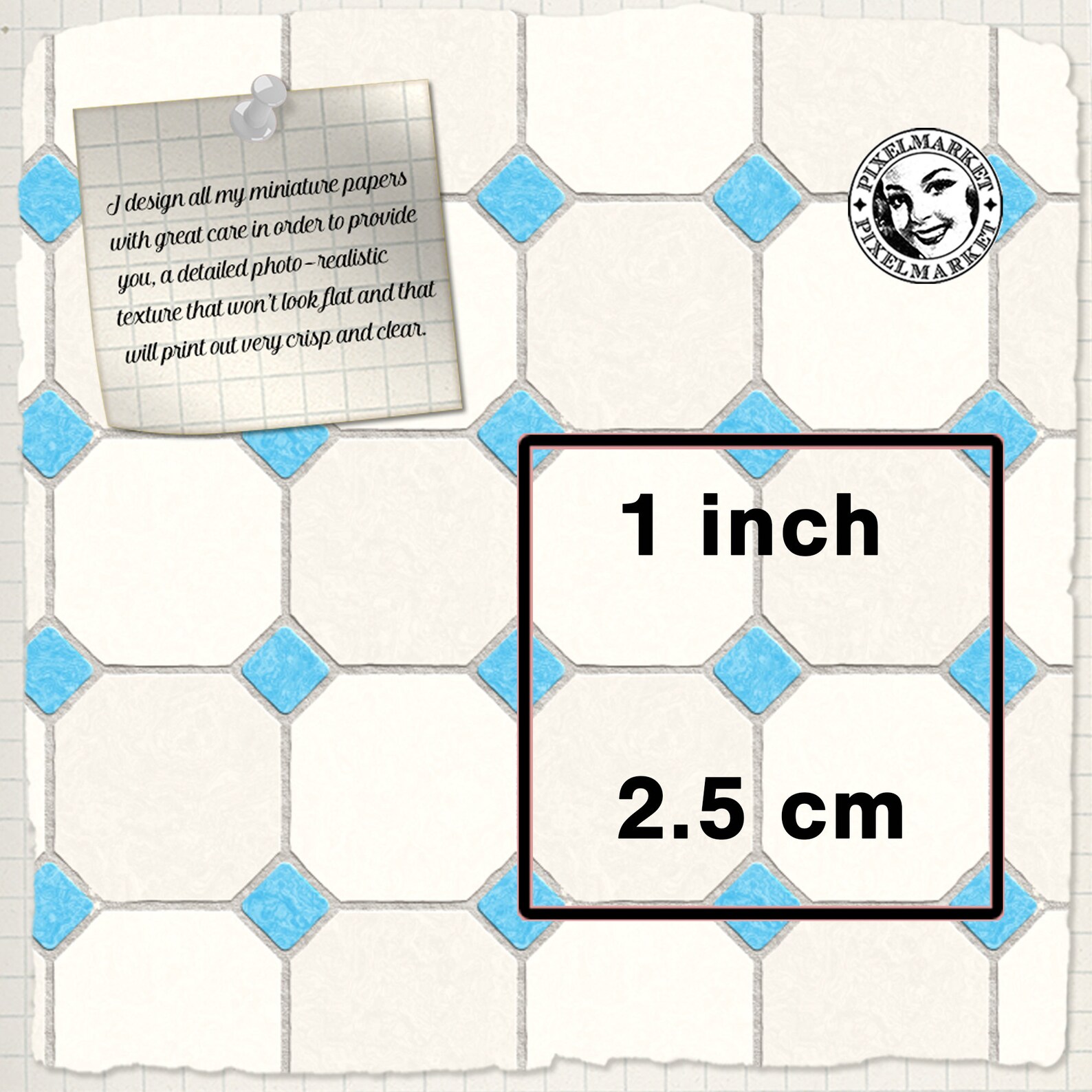 DOLLHOUSE Flooring 1/12th Scale Blue Marble Bathroom Floor Tiles ...