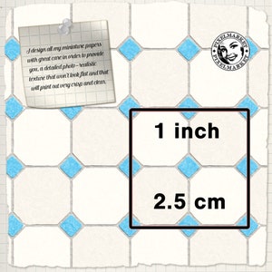 DOLLHOUSE Flooring 1/12th Scale Blue Marble Bathroom Floor Tiles ...