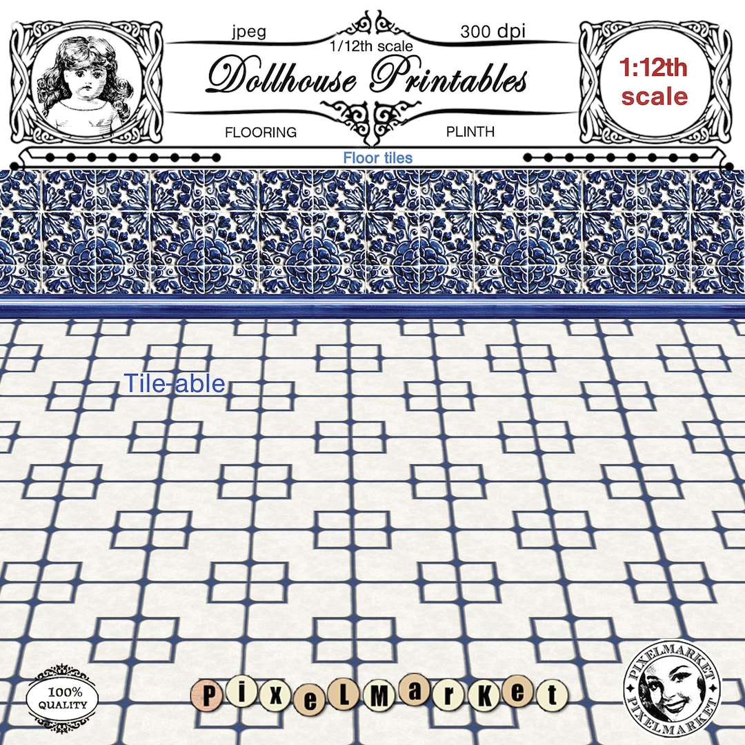 DOLLHOUSE PRINTABLES Flooring Wallpaper 1/12 Scale White & - Etsy