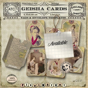 JAPANESE Pocket & Tag Library Card With Envelope Digital Scrapbooking ...