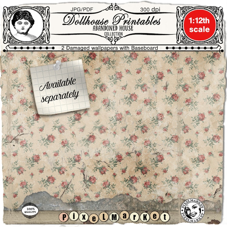 DOLLHOUSE Miniature DOOR TEMPLATE Weathered Door Printable - Etsy