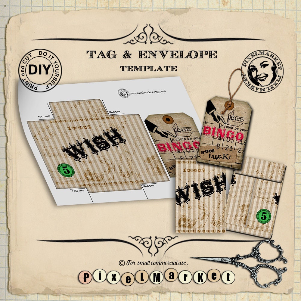 Vintage BINGO SET Printable Bingo Game Cliparts LOTTERY Card and ...