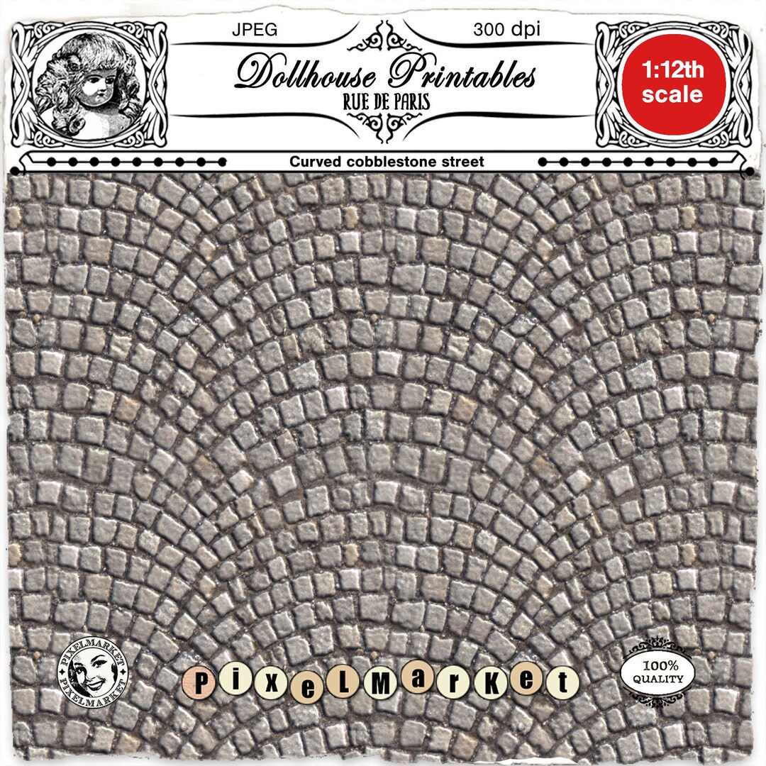 Printable Miniature Flooring Instant Download Book Nook DIY Curved ...