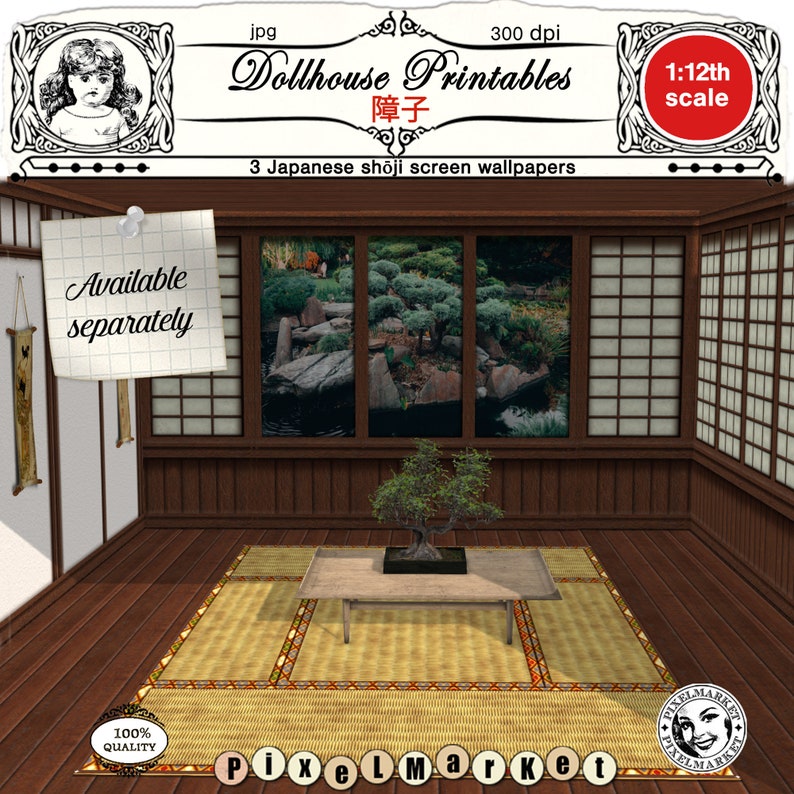 Miniature JAPANESE Wall Art Print TEMPLATE Printable Traditional ...