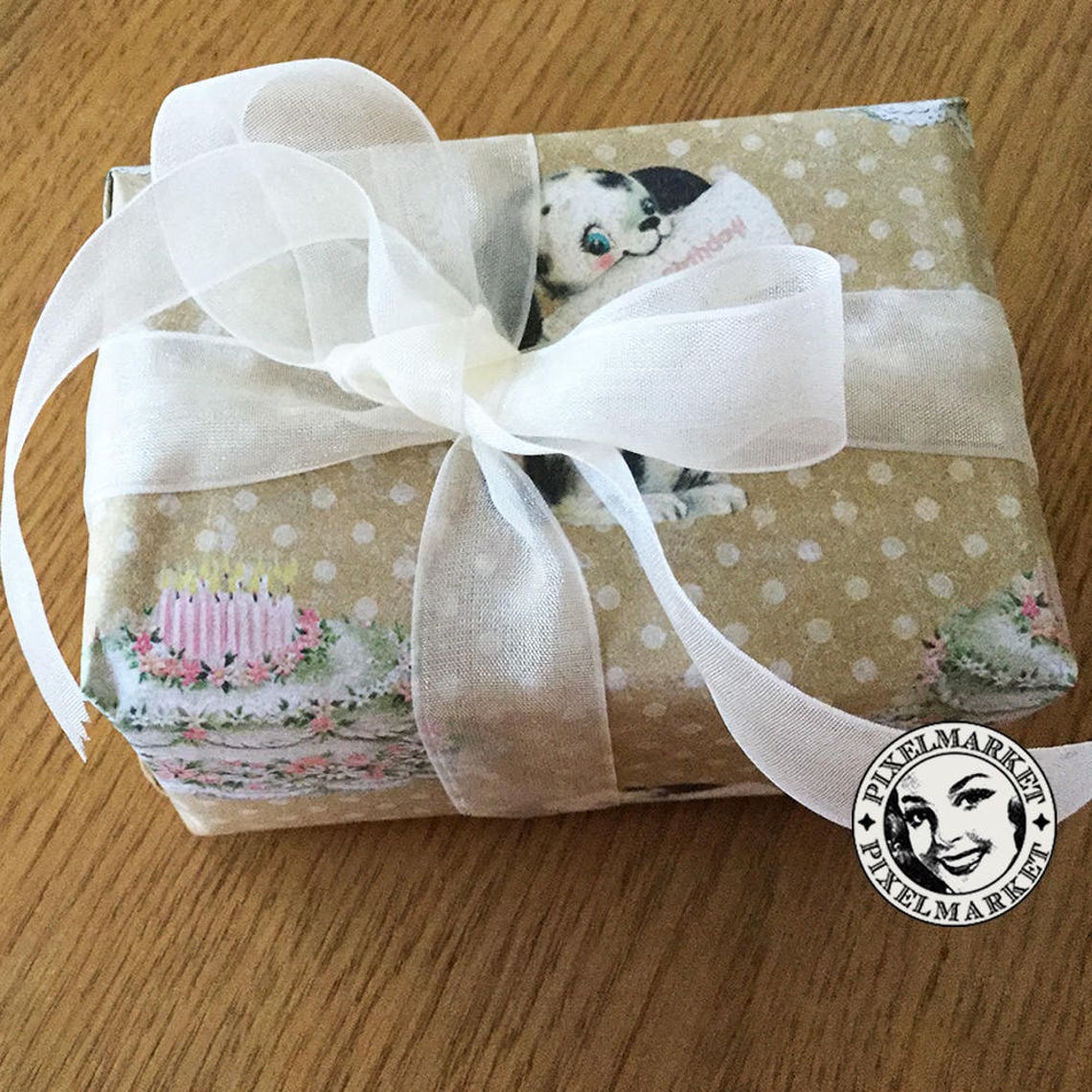 WRAPPING PAPER for Girl Printable Birthday Retro Gift Wrap | Etsy