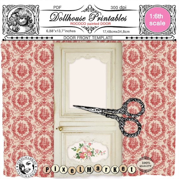 Dollhouse Printable 1:6 Miniature DOOR FRONT TEMPLATE Roccoco - Etsy