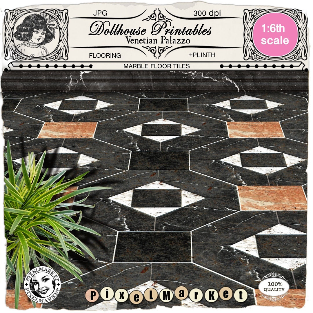 1/6 DOLLHOUSE Baroque Flooring Venetian Marble Floor Tiles Printable ...