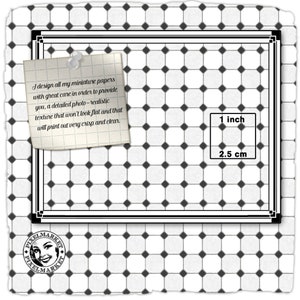 DOLLHOUSE Flooring ART DECO Bathroom 1/24th Scale Black & White ...