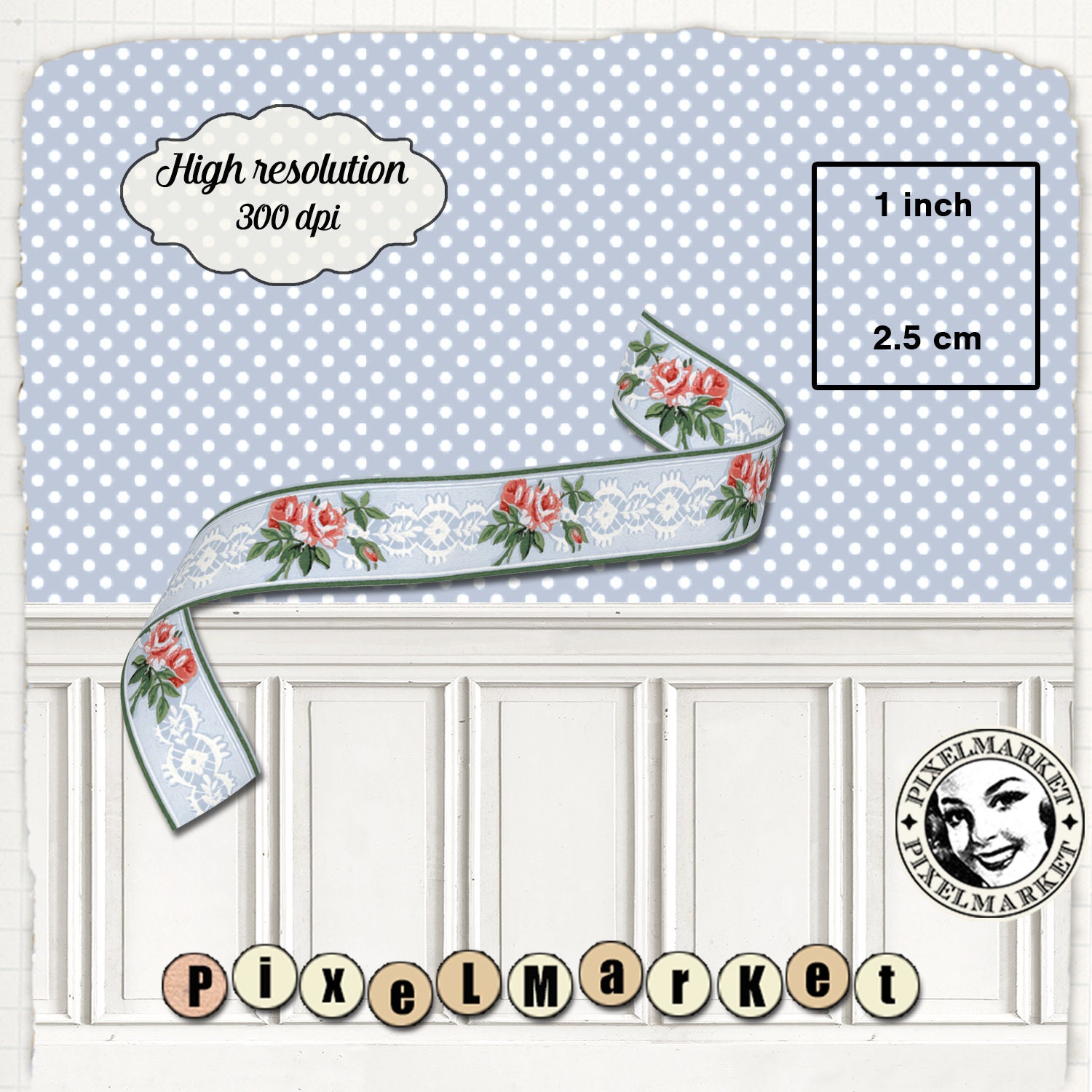 Dollhouse Printable 1/12th Scale Miniature WALLPAPER With Rose | Etsy