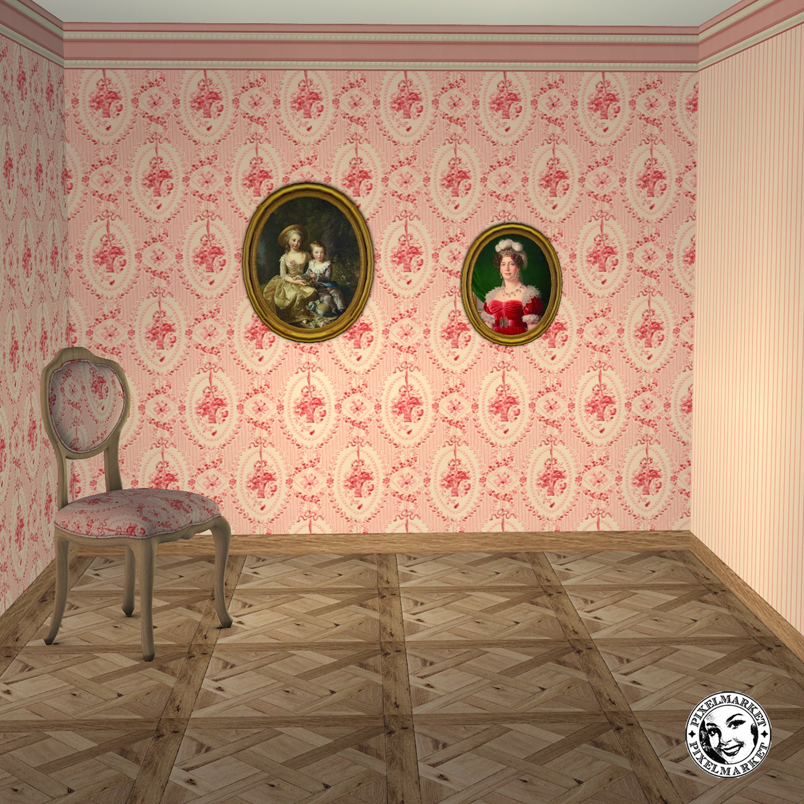 French Dollhouse Pink WALLPAPERS & BORDER Set madame | Etsy
