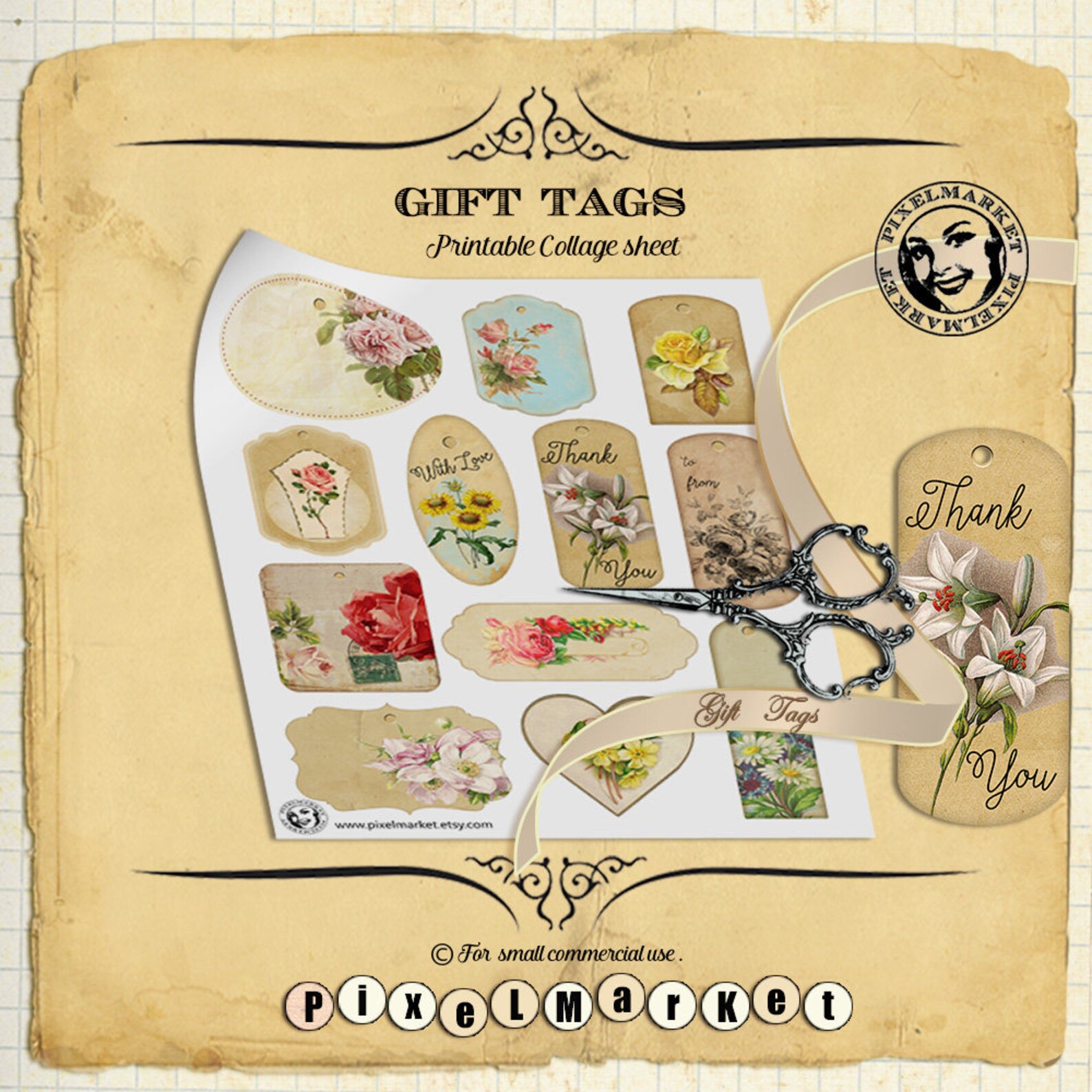 Printable Retro Gift TAG CLIPARTS Journaling Labels - Etsy