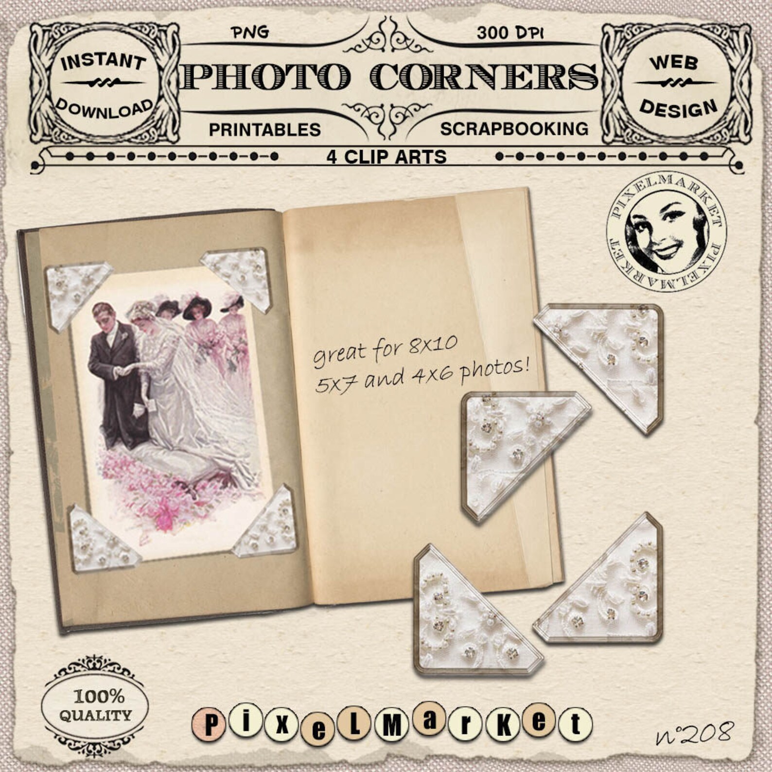White Lace CORNER CLIPART Decorative Picture Frame Lace - Etsy