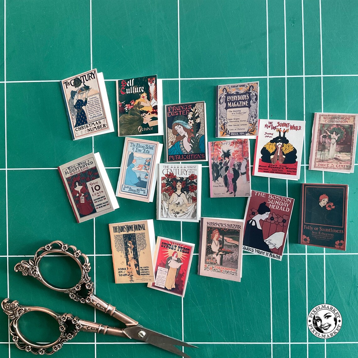 Arts & Crafts Miniature MAGAZINE COVERS TEMPLATE Printable 1/12th Art ...