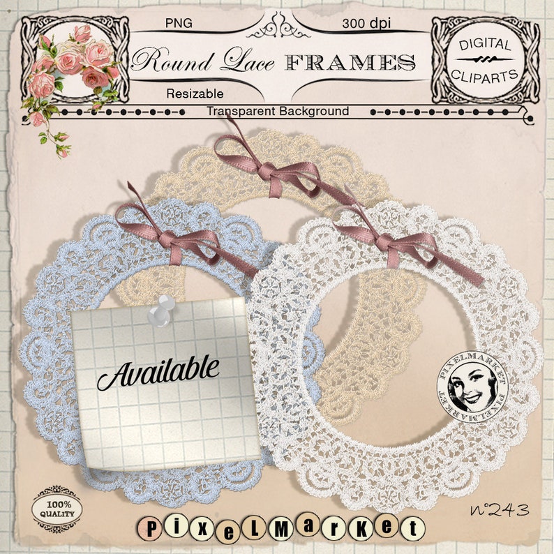 Black LACE FRAME Cliparts Printable Picture Frame Overlays - Etsy